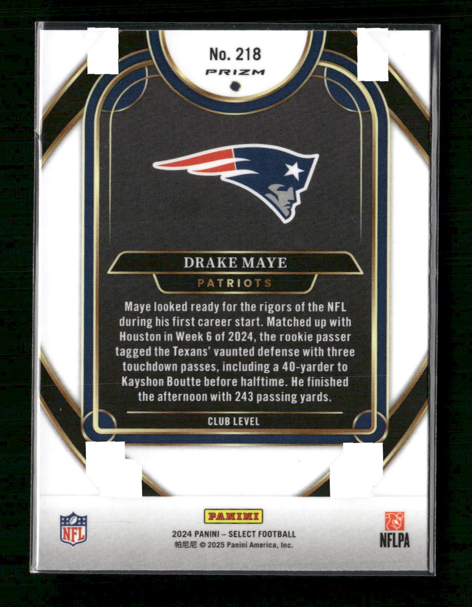 2024 Panini Select Red & Blue Prizm Shock Drake Maye Rookie #218 – Orb ...